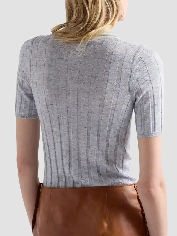 Prada Cashmere, Silk And Linen Polo Sweater
