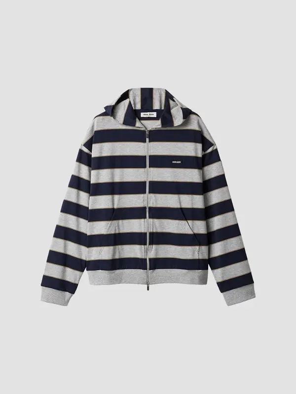 Miu Miu Striped Jersey Hoodie - Blue Multi
