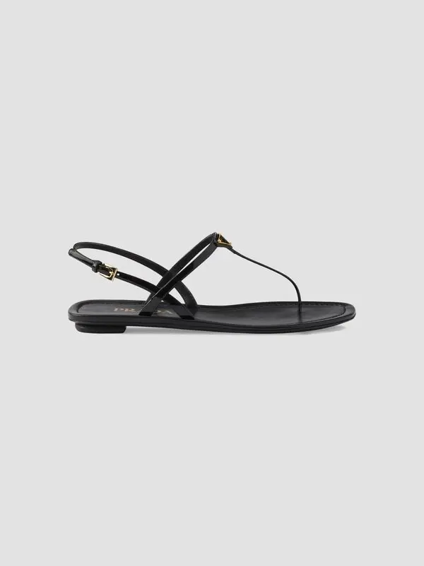 Prada Patent Leather Thong Sandals - Black