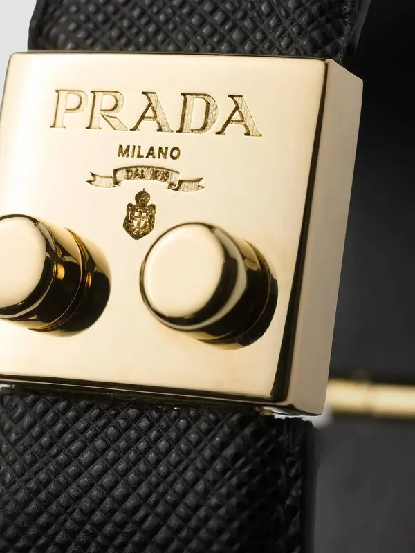 Prada Metal And Saffiano Leather Bracelet - Black