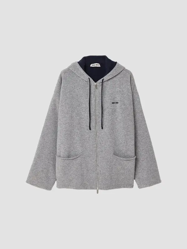 Miu Miu Cashmere Cardigan Hoodie - Grey