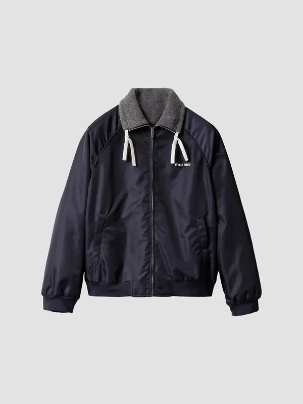 Miu Miu Technical Gazar And Fleece Bomber Jacket - Blue