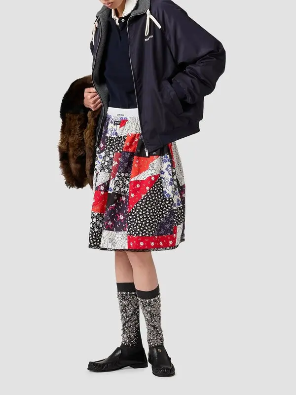 Miu Miu Technical Gazar And Fleece Bomber Jacket - Blue