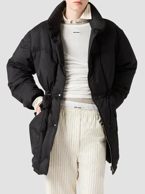 Miu Miu Technical Pongé Down Long Coat