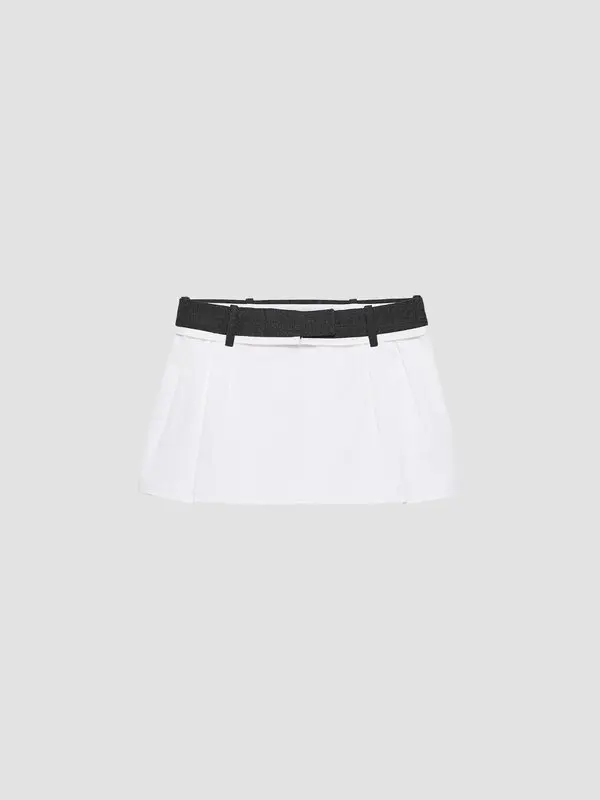 Prada Poplin And Rush Stitch Miniskirt