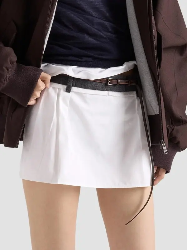 Prada Poplin And Rush Stitch Miniskirt