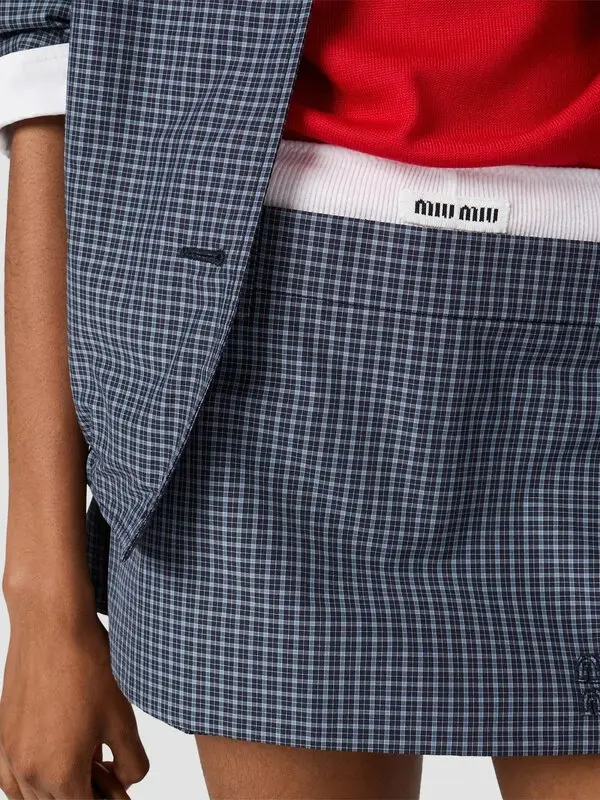 Miu Miu Checked Technical Fabric Mini Skort