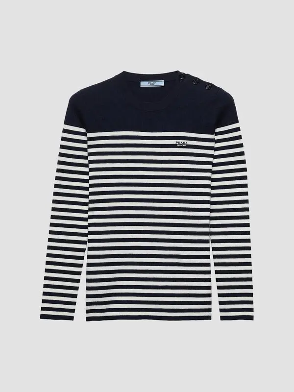 Prada Striped Wool Sweater - Blue