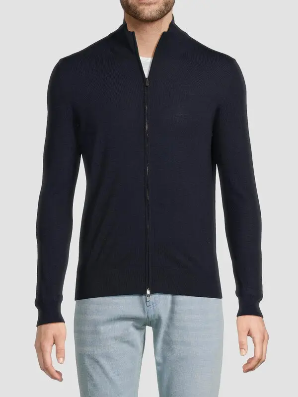 Isaia Fine Gauge Full-zip Wool Sweater