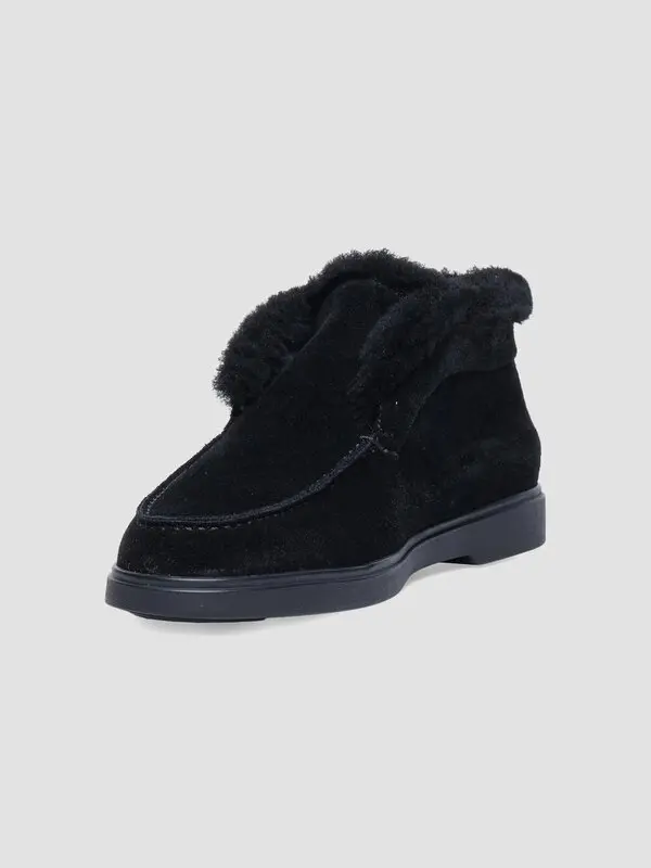 Santoni Fortune Suede Ankle Boots - Black