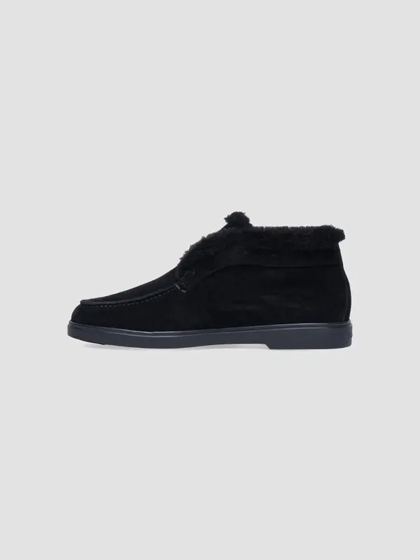 Santoni Fortune Suede Ankle Boots - Black
