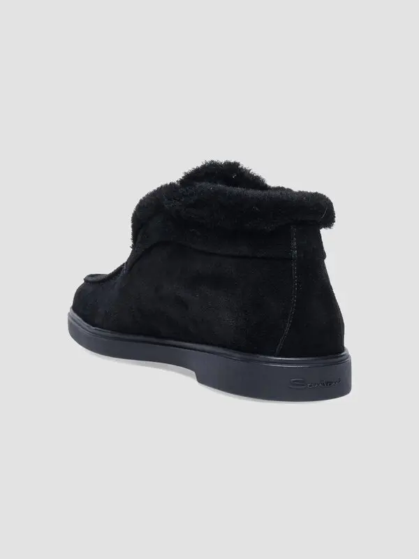 Santoni Fortune Suede Ankle Boots - Black
