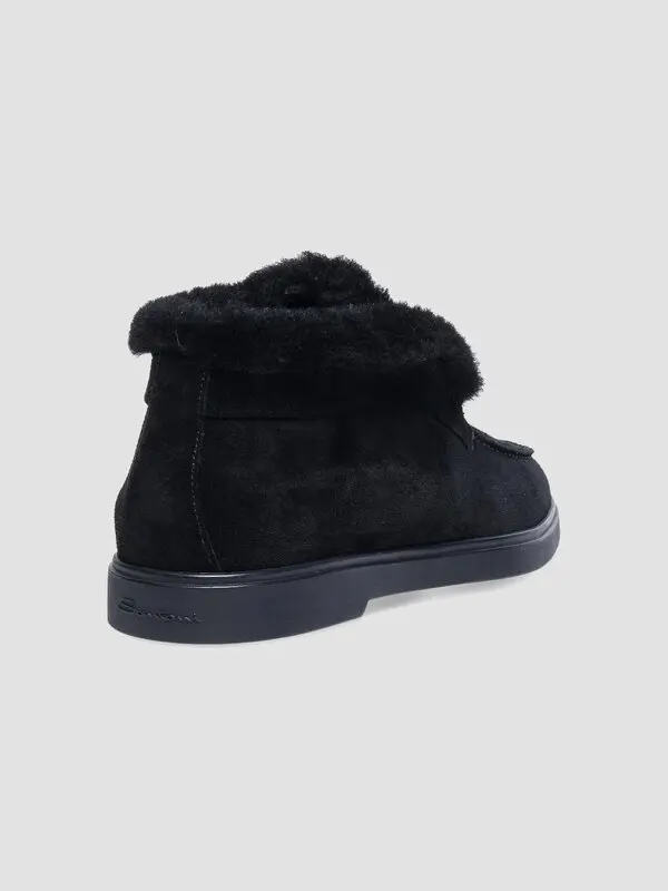 Santoni Fortune Suede Ankle Boots - Black