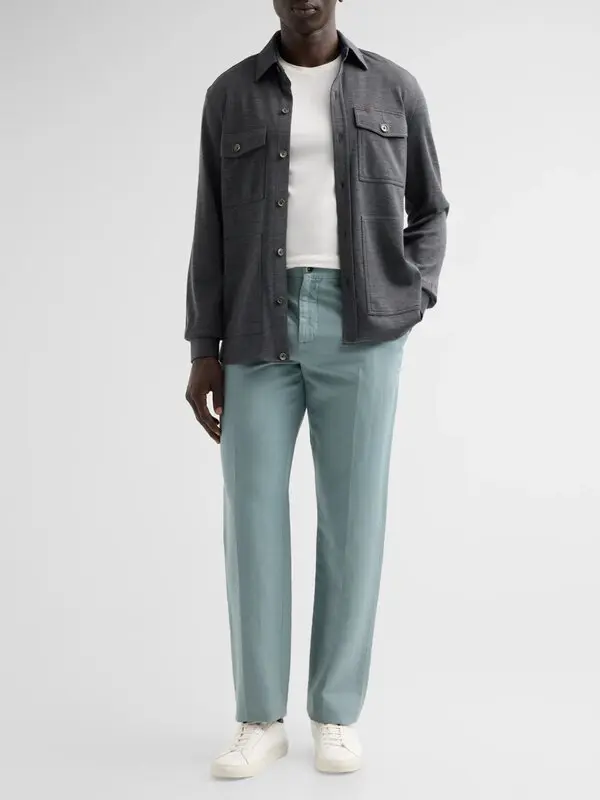 Isaia Wool-nylon-blend Jersey Overshirt - Grey
