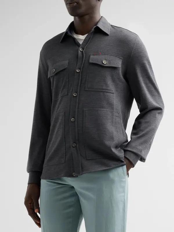 Isaia Wool-nylon-blend Jersey Overshirt - Grey