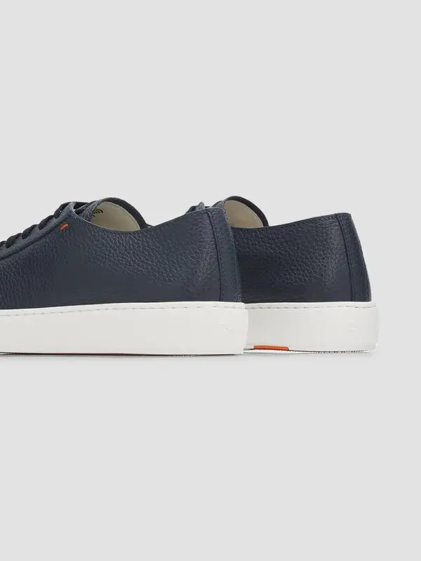 Santoni Burnished Leather Low-top Sneakers