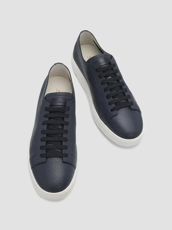 Santoni Burnished Leather Low-top Sneakers
