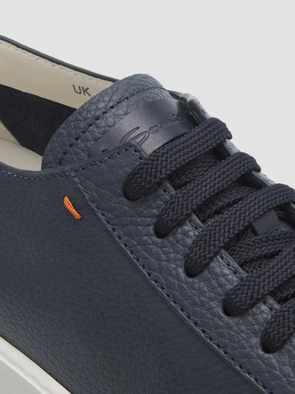 Santoni Burnished Leather Low-top Sneakers
