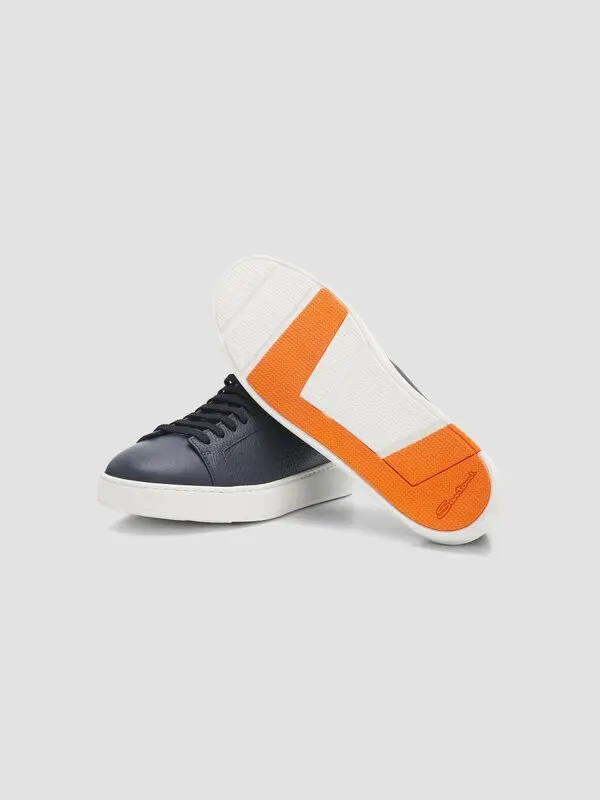 Santoni Burnished Leather Low-top Sneakers