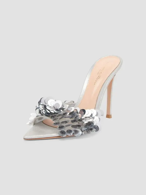 GIANVITO ROSSI 85mm Pailette-embellished Suede Stiletto Mules