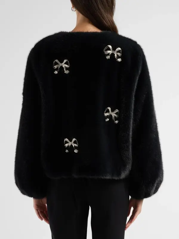 Cinq À Sept Benson Bow-embellished Faux-fur Short Coat