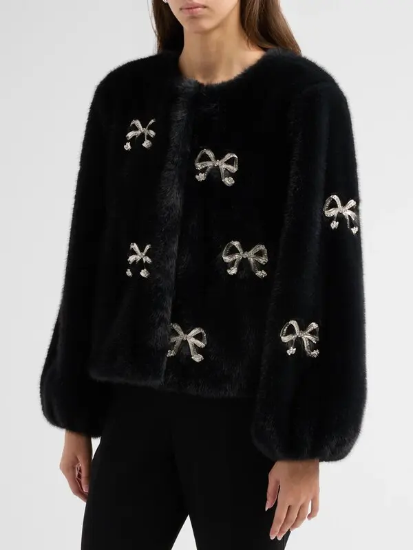 Cinq À Sept Benson Bow-embellished Faux-fur Short Coat