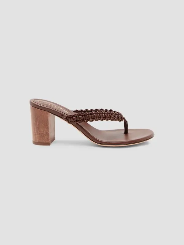 GIANVITO ROSSI Macramé Leather 70mm Block Heel Sandals - Brown
