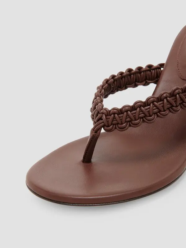 GIANVITO ROSSI Macramé Leather 70mm Block Heel Sandals