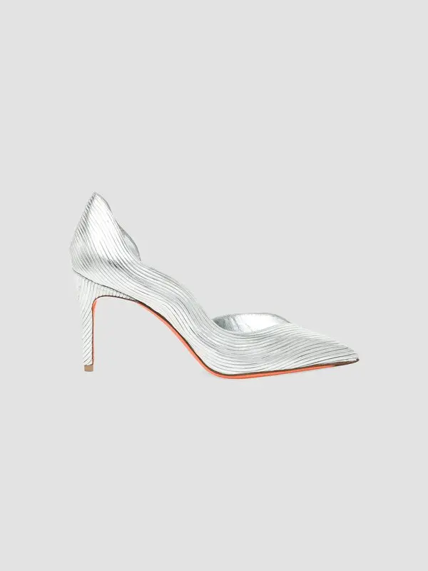 Santoni Petal 90mm Metallic Leather Pumps