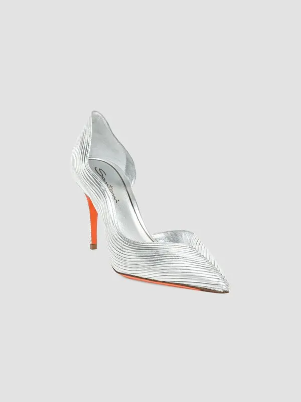 Santoni Petal 90mm Metallic Leather Pumps