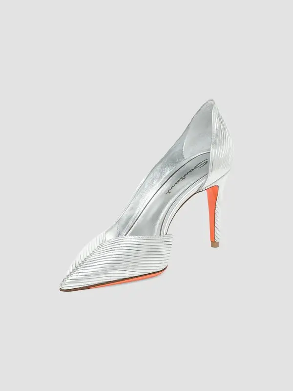 Santoni Petal 90mm Metallic Leather Pumps