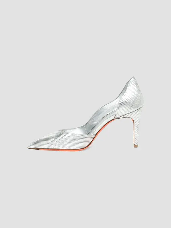 Santoni Petal 90mm Metallic Leather Pumps