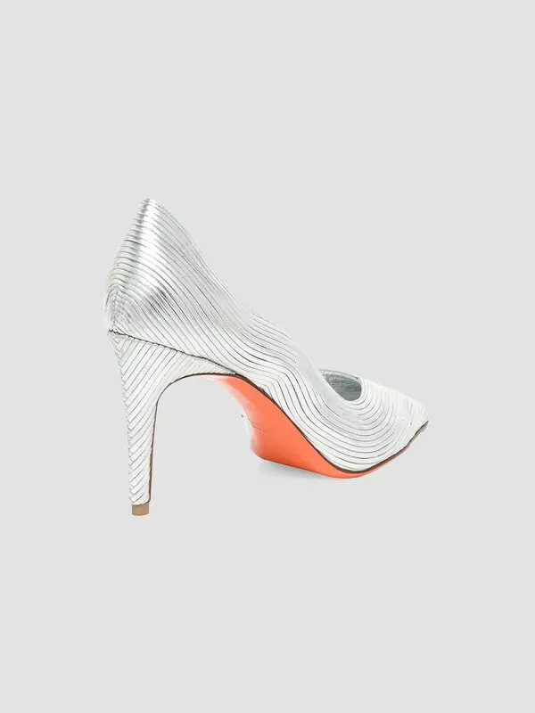 Santoni Petal 90mm Metallic Leather Pumps