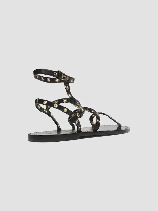 Cinq À Sept Ariella Grommet Leather T-strap Flat Sandals