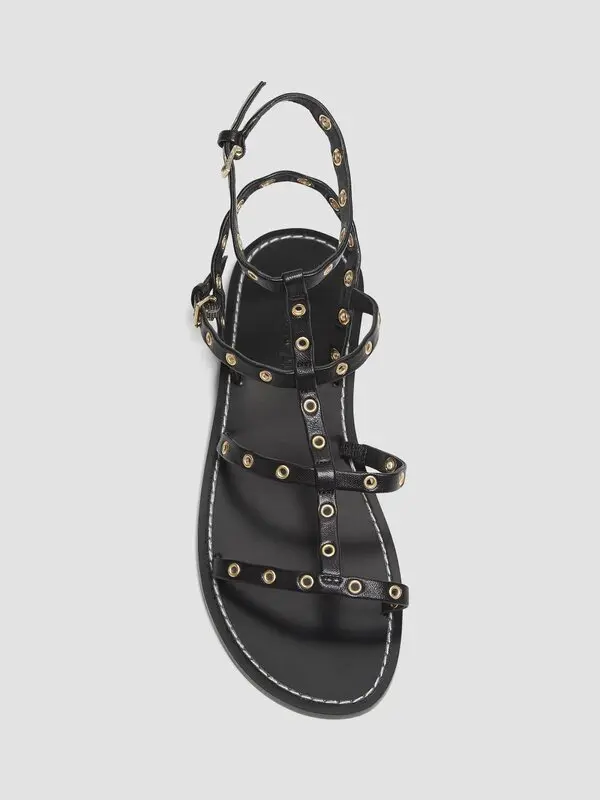 Cinq À Sept Ariella Grommet Leather T-strap Flat Sandals