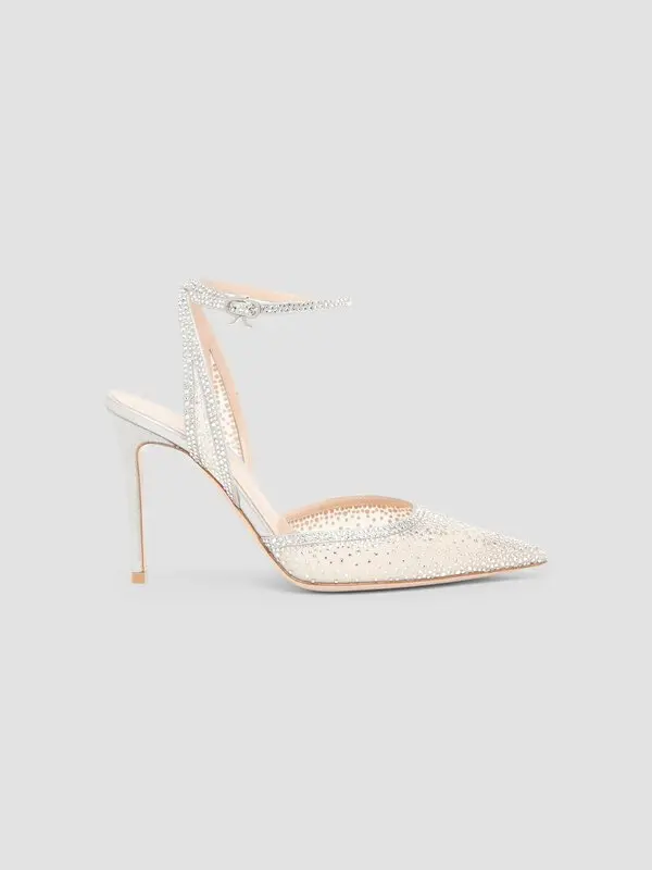 GIANVITO ROSSI Burma 95mm Embellished Sheer Organza Pumps - Silver