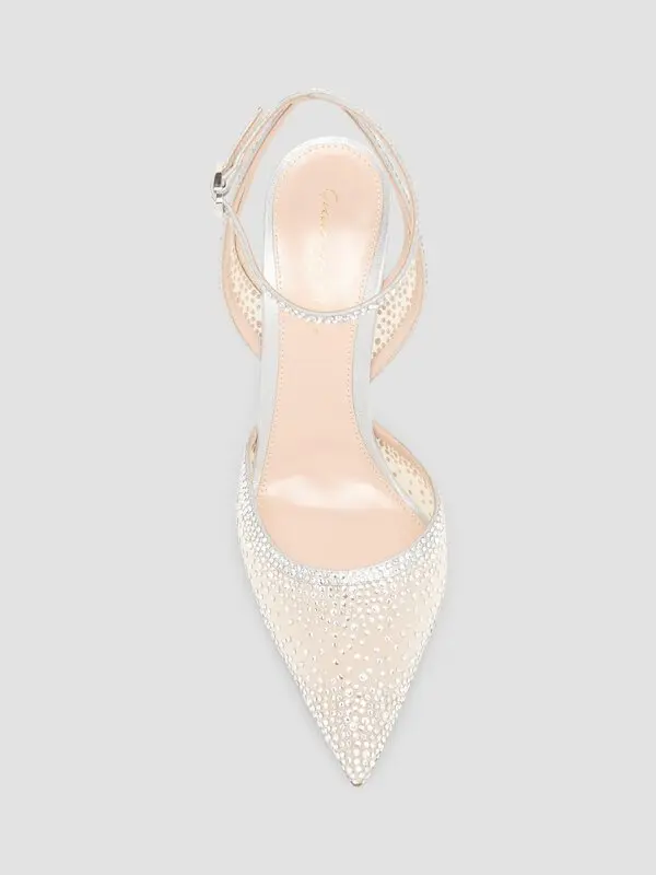 GIANVITO ROSSI Burma 95mm Embellished Sheer Organza Pumps - Silver
