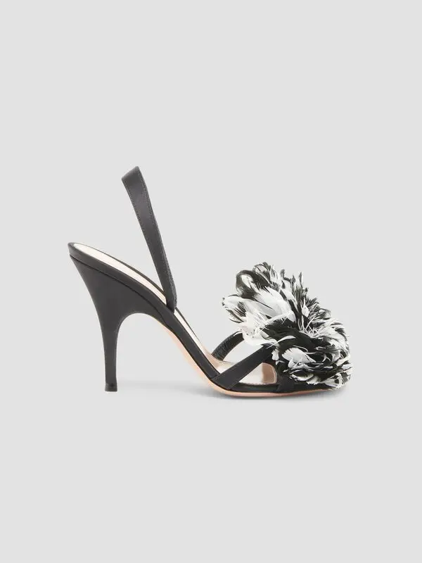 GIANVITO ROSSI Winter Garden 95mm Crepe Satin Slingback Sandals - Black