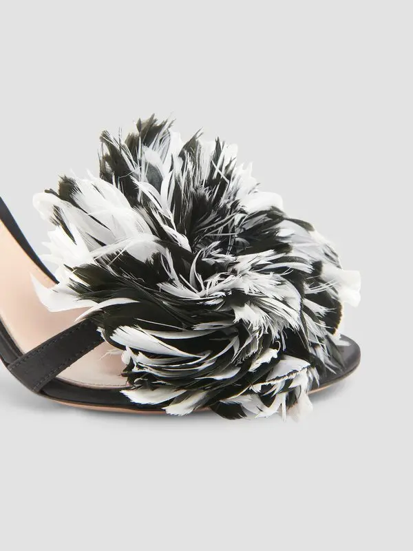 GIANVITO ROSSI Winter Garden 95mm Crepe Satin Slingback Sandals - Black