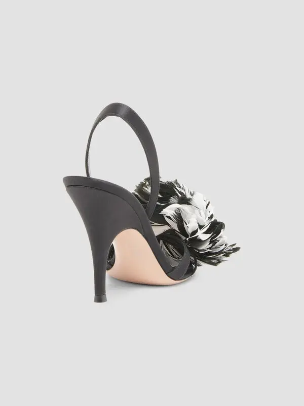 GIANVITO ROSSI Winter Garden 95mm Crepe Satin Slingback Sandals - Black