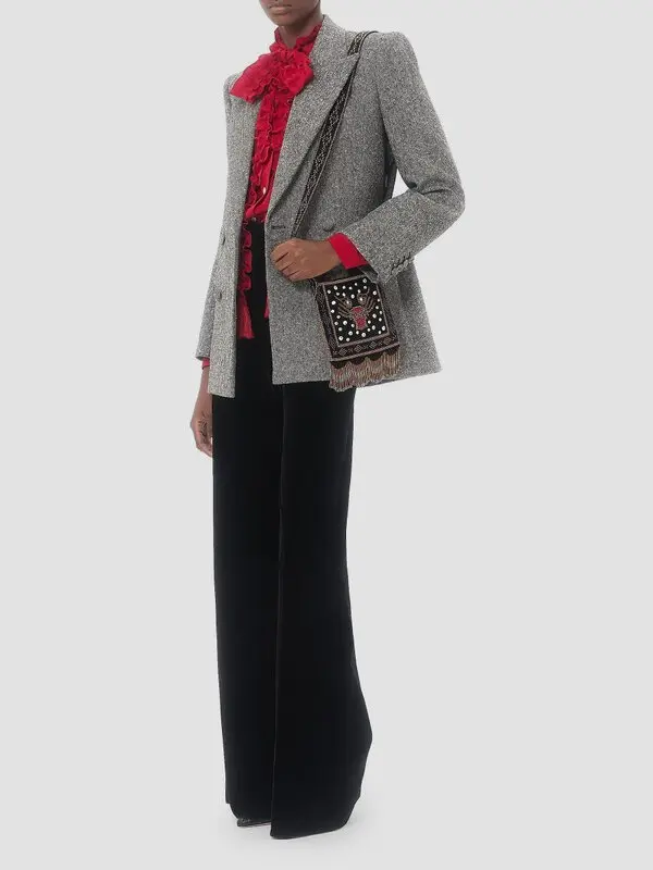 Valentino Garavani Nellcote Small Embroidered Shoulder Bag With Fringes