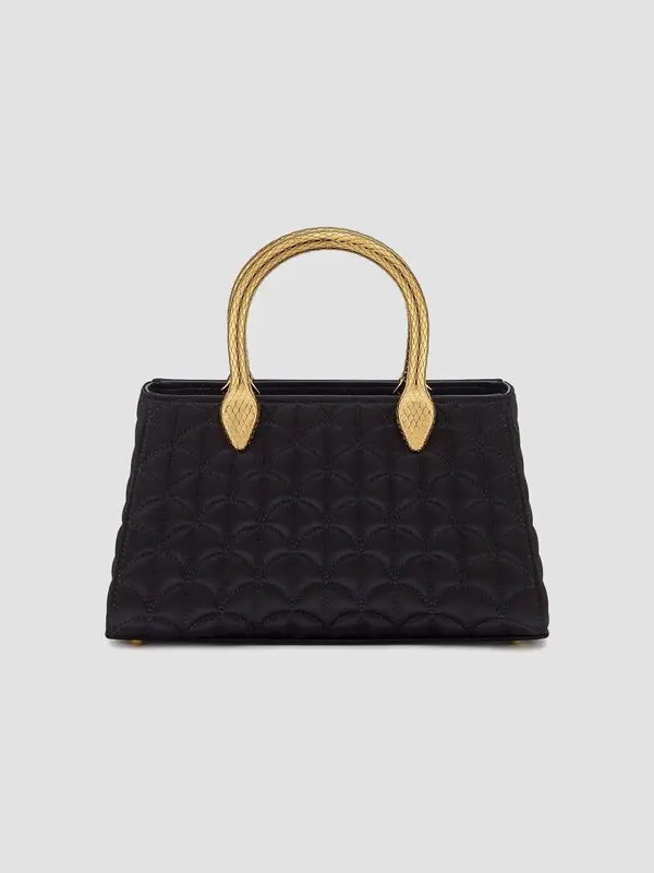 BVLGARI Serpenti Textured Satin Top Handle Bag