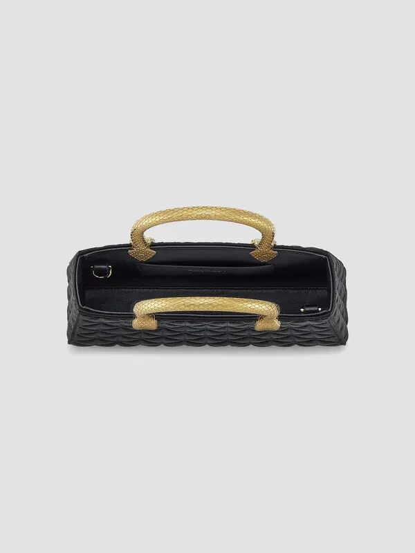 BVLGARI Serpenti Textured Satin Top Handle Bag
