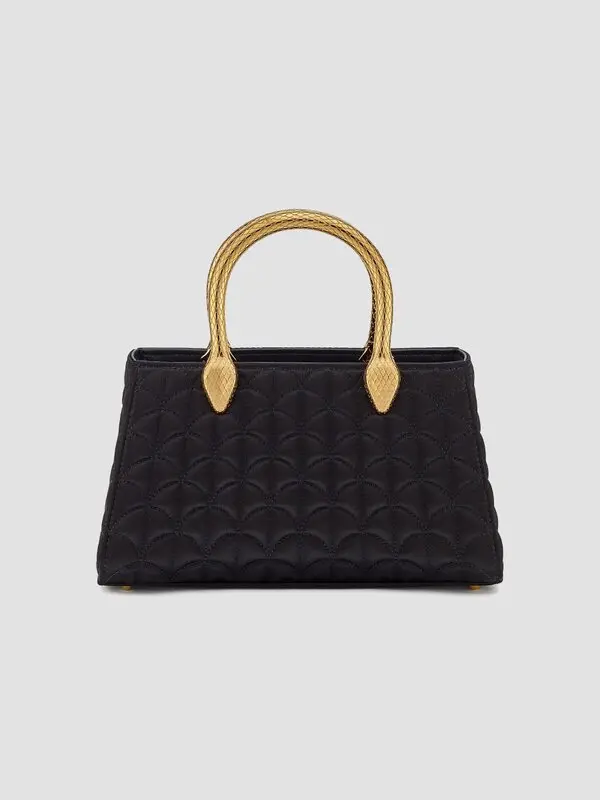 BVLGARI Serpenti Textured Satin Top Handle Bag