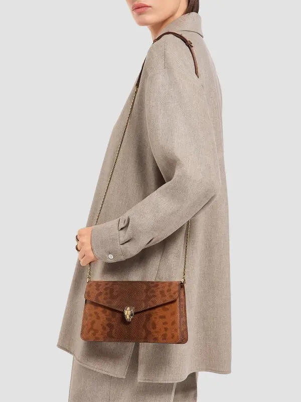BVLGARI Serpenti Printed Snake-embossed Leather Shoulder Bag