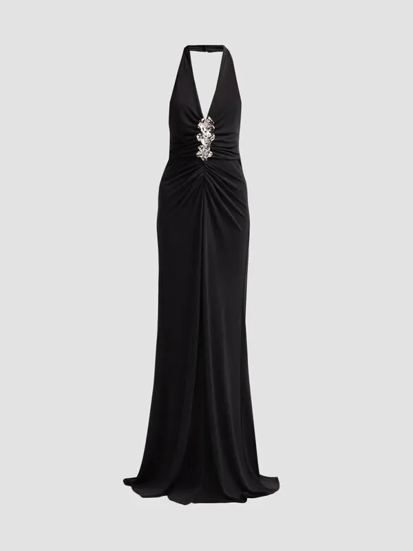 Cinq À Sept Kessan Embellished Halter Gown - Black