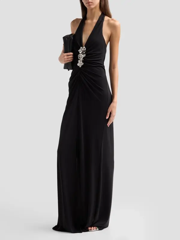 Cinq À Sept Kessan Embellished Halter Gown