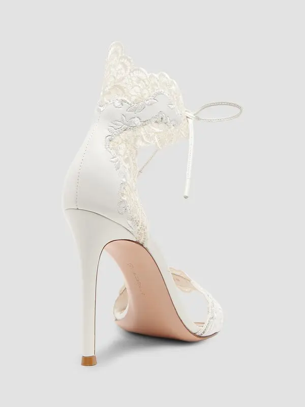 GIANVITO ROSSI Evie 105mm Lace & Leather Sandals