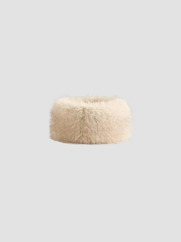 Valentino Garavani Vlogo Signature Faux Fur Headband - Beige