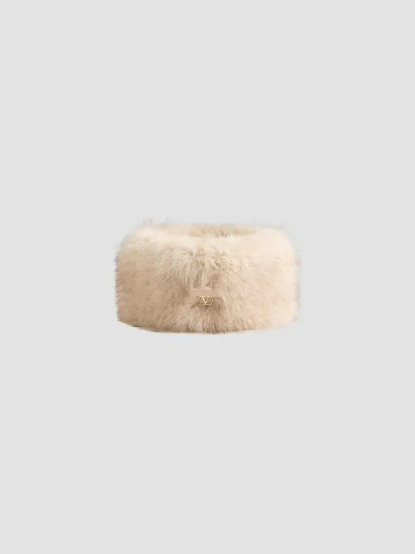 Valentino Garavani Vlogo Signature Faux Fur Headband